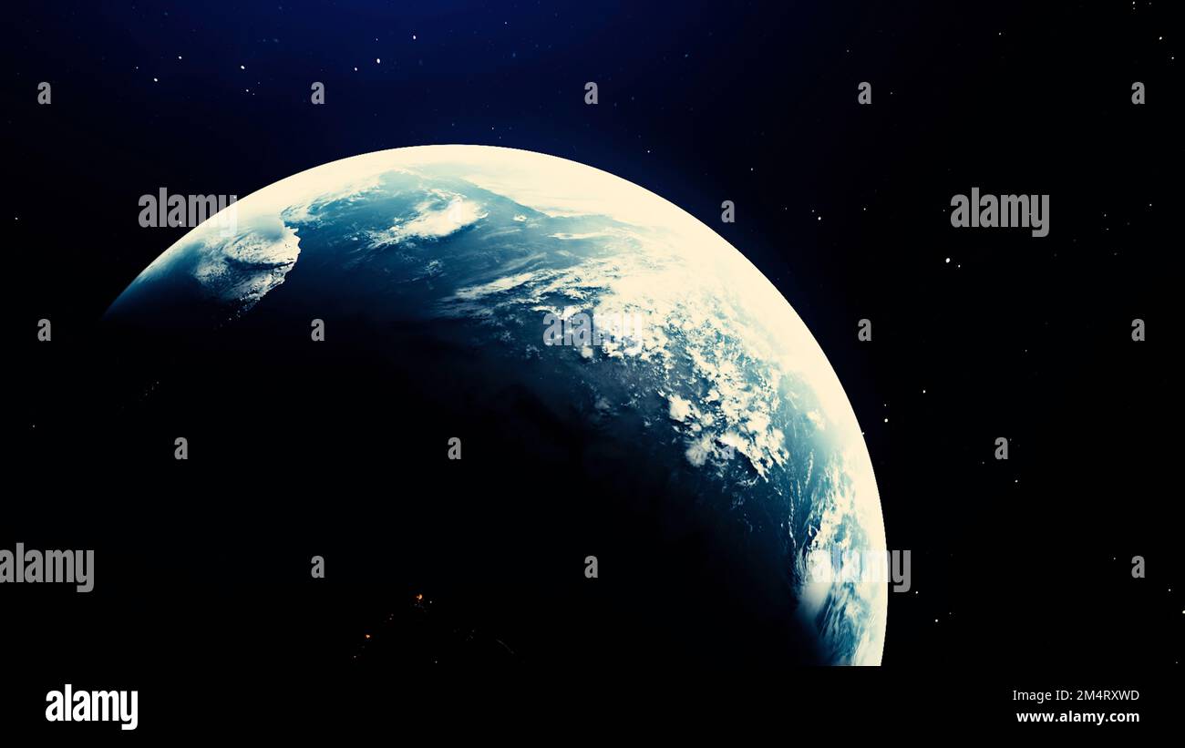 Rotating earth with change of day. Motion. 3D model of natural planet ...