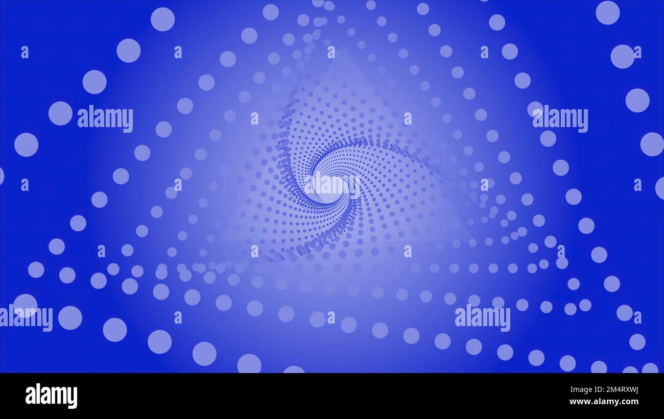 Triangular spiral tunnel of dots. Motion. Simple tunnel made of ...
