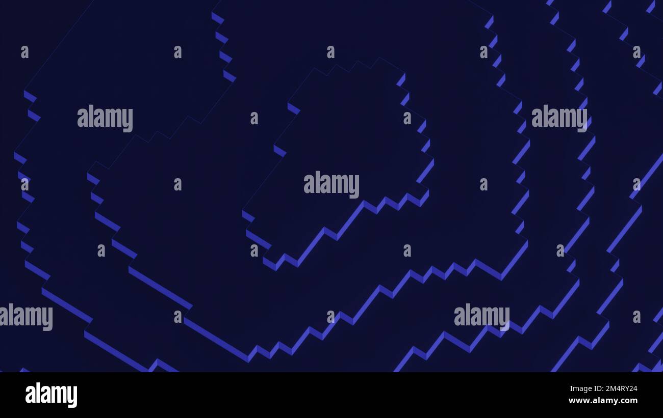 Retro background with moving 3d pixels. Design. Pixels move on ...