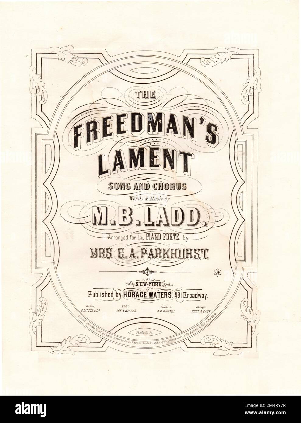 The Freedman's Lament, 1866 Slavery sheet music Stock Photo - Alamy