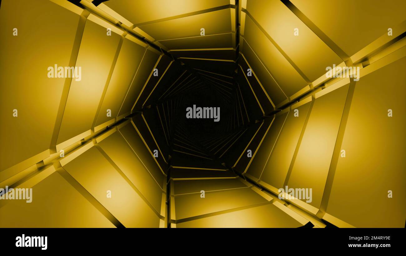 3D tunnel in shape of pipe. Design. Moving 3D tunnel in style of metal ...