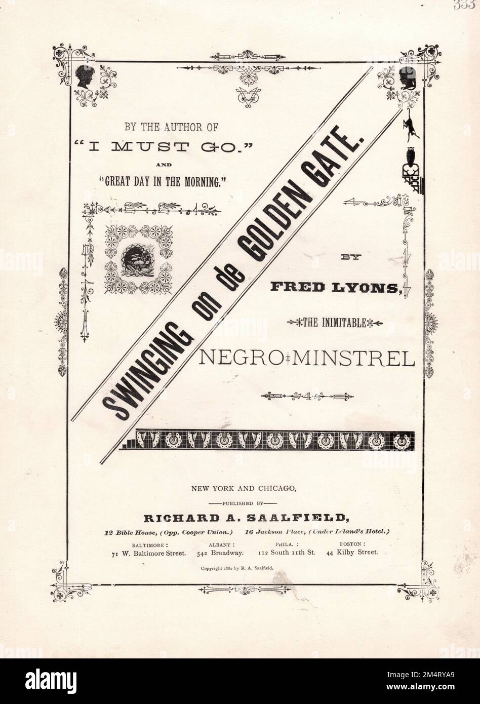 Swinging on de Golden Gate, 1882 African American composed sheet music ...