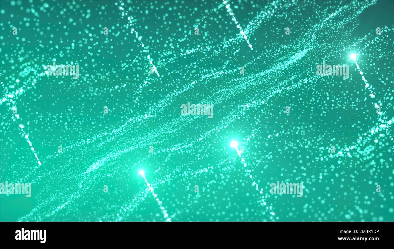 Mirror space with particle waves. Motion. Parallel worlds with glowing ...