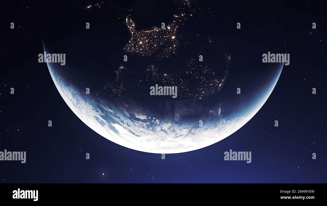 Rotating planet Earth. Motion. Rapid rotation of Earth with life ...