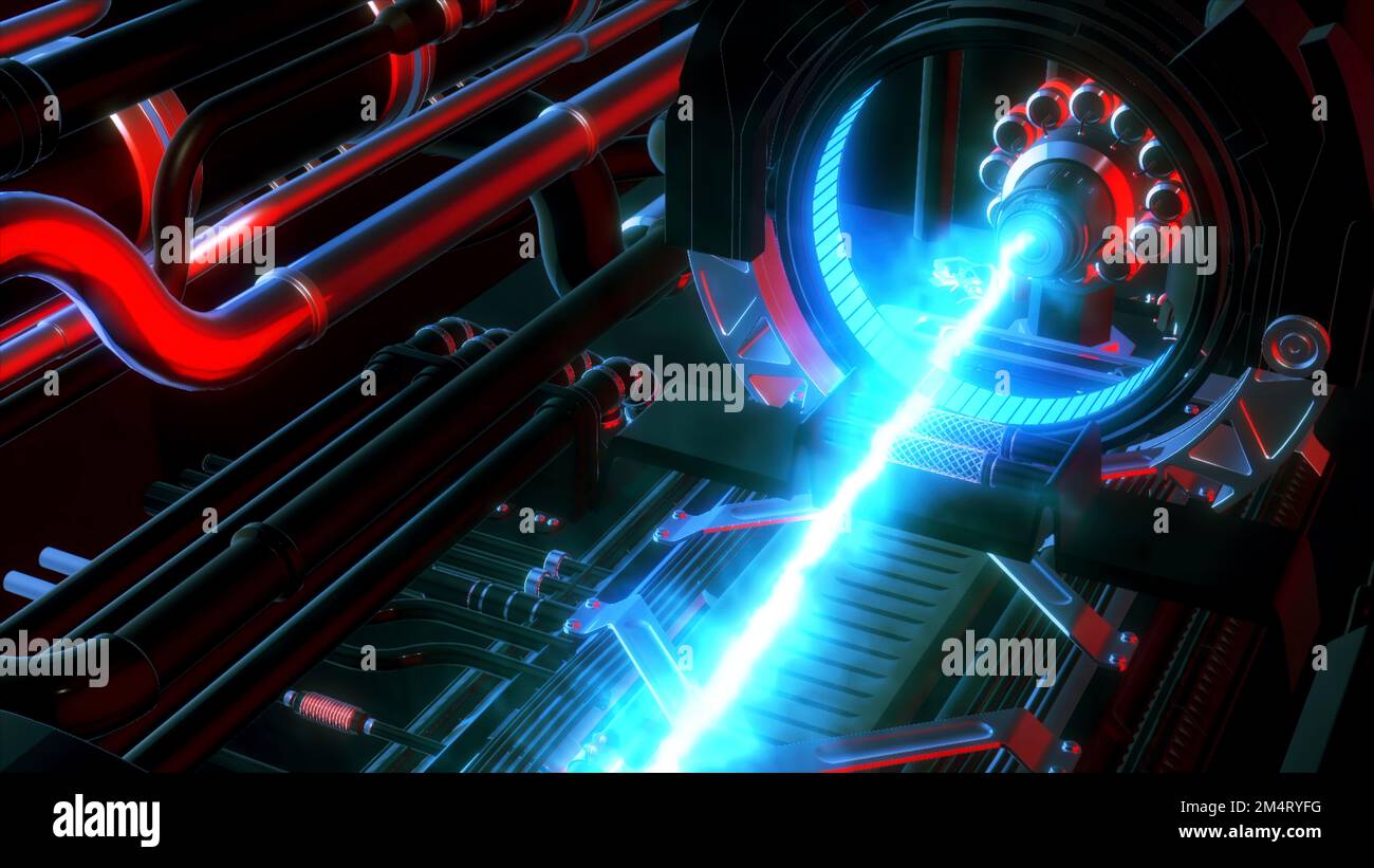 Energy flow in futuristic engine. Motion. 3D design of technological ...