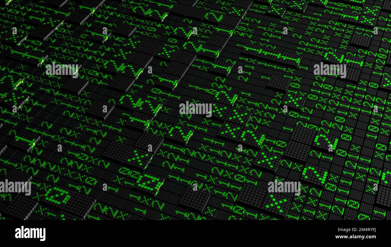 Background with surface of squares and code. Motion. Computer surface ...