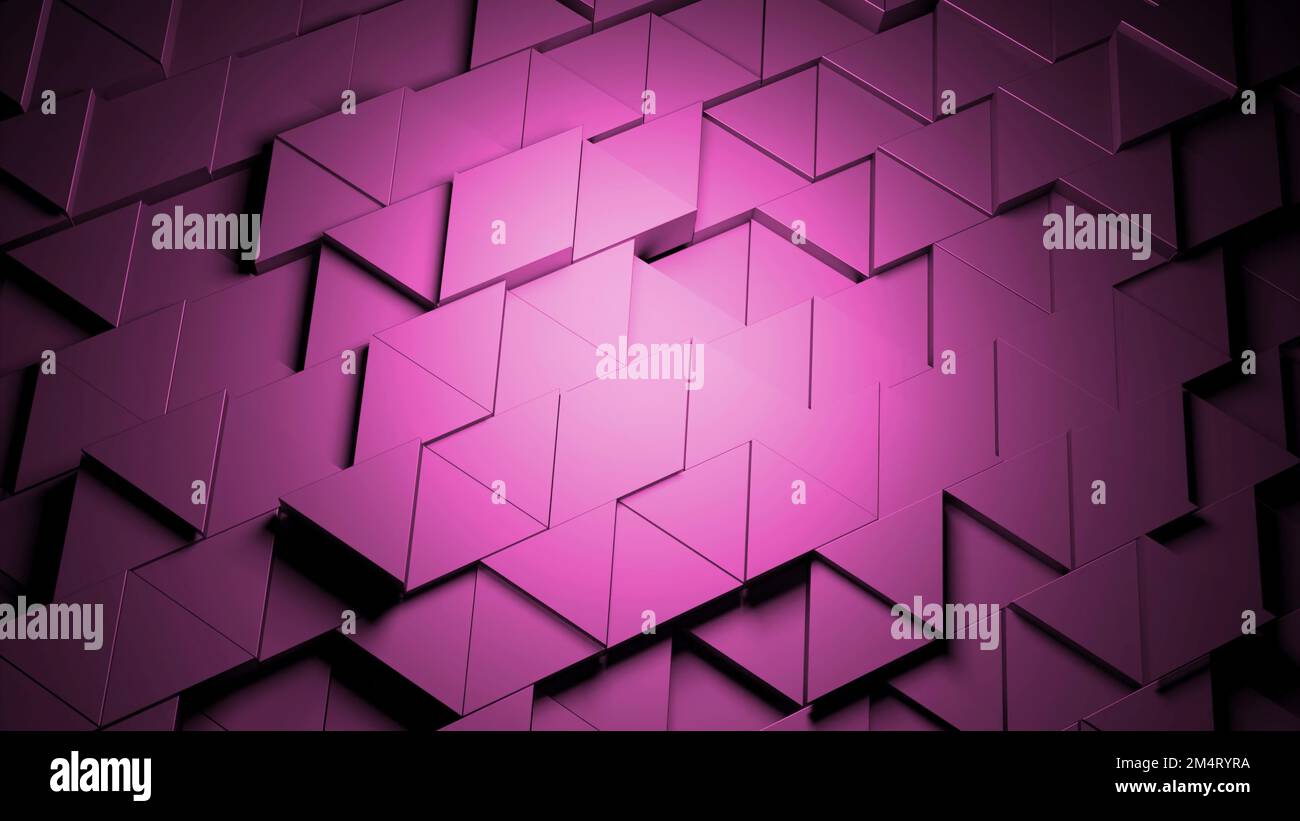 3D surface with moving triangles. Design. Triangles are pushed out by ...