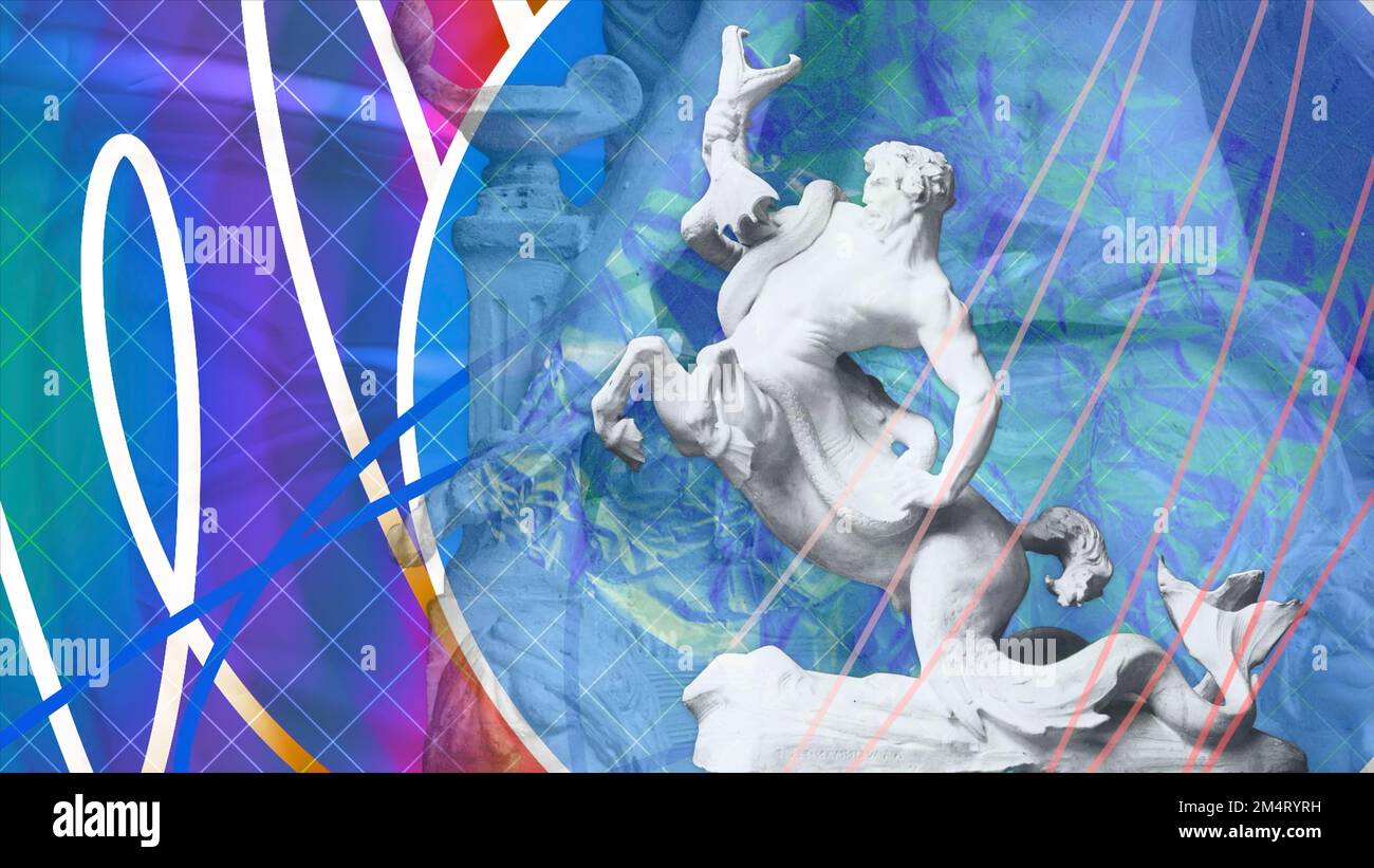 Animation with Greek sculpture. Motion. Animation insert with stylish ...