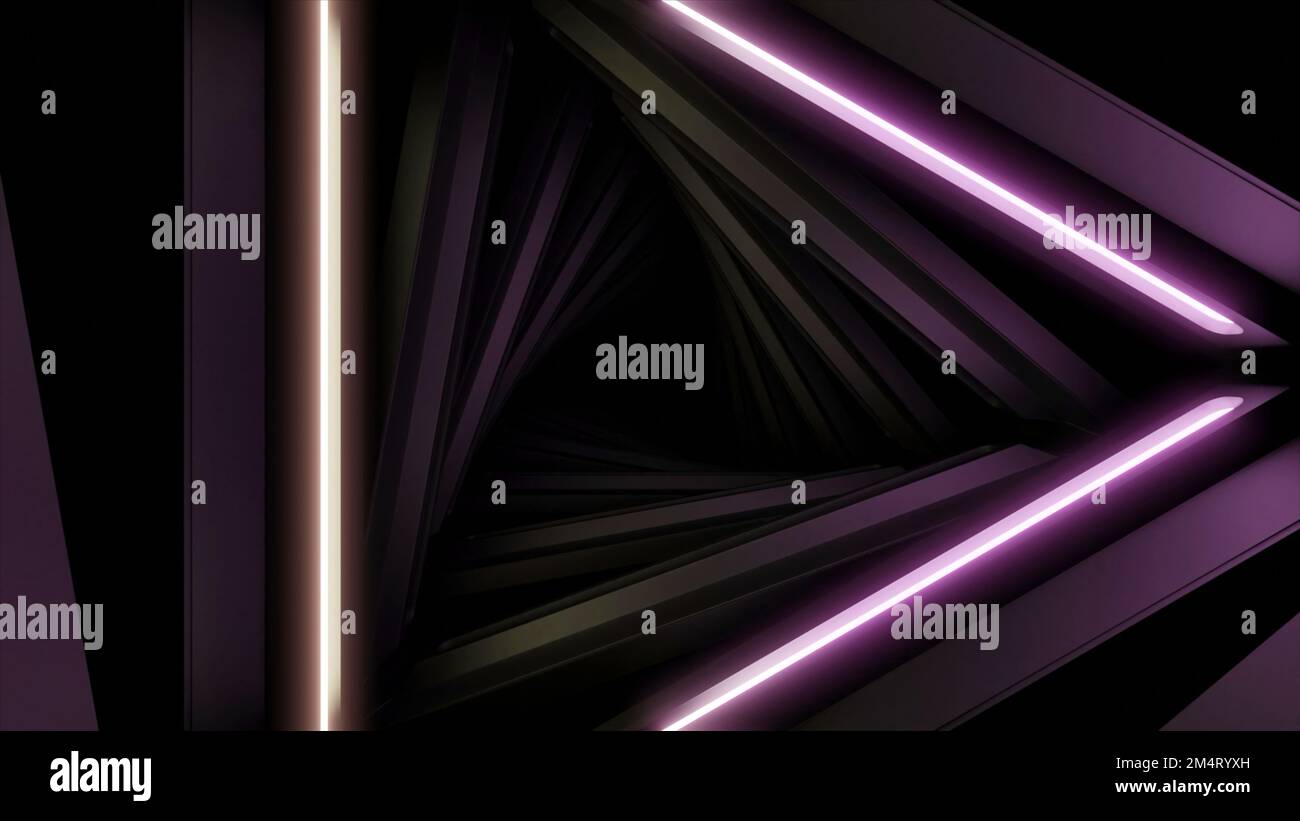 Triangular 3d tunnel with flashing lines. Design. Rotating 3d tunnel ...