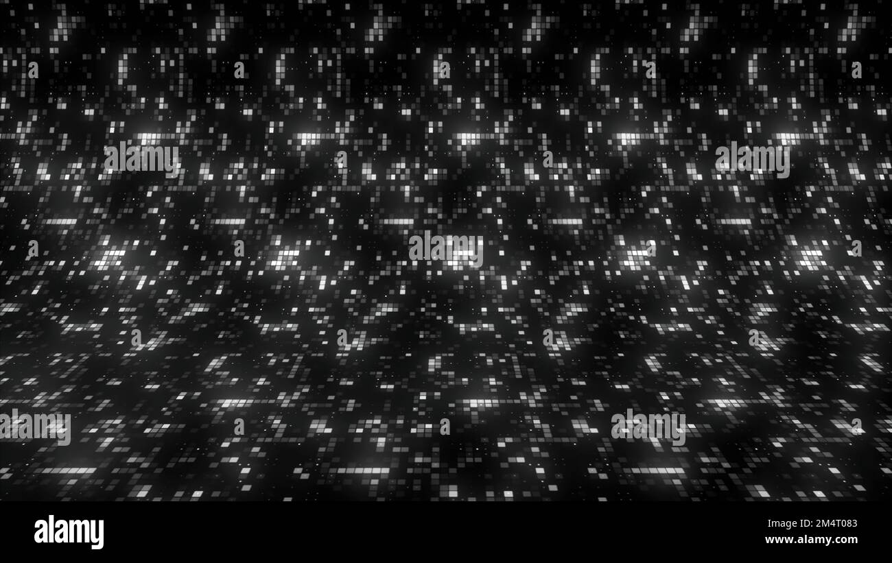 Bright shimmering squares on modern background. Motion. A lot of pixel ...
