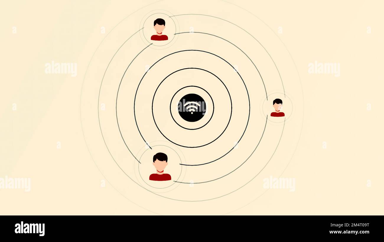 Wi-Fi sign and wave signal. Motion. Animation with Wi-Fi distribution ...