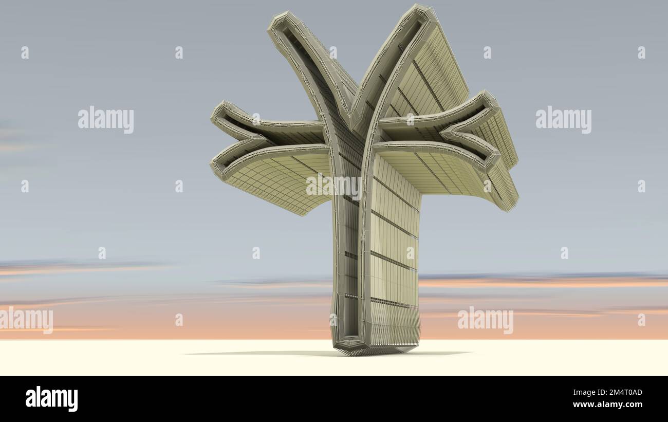 A 3D Illustration of an architectural structure based on a Christian ...