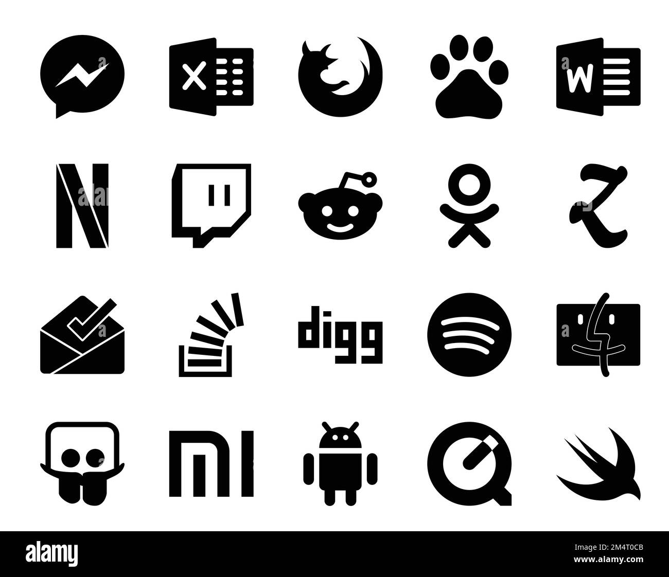 20 Social Media Icon Pack Including Spotify Overflow Reddit Stock Stockoverflow Stock Vector