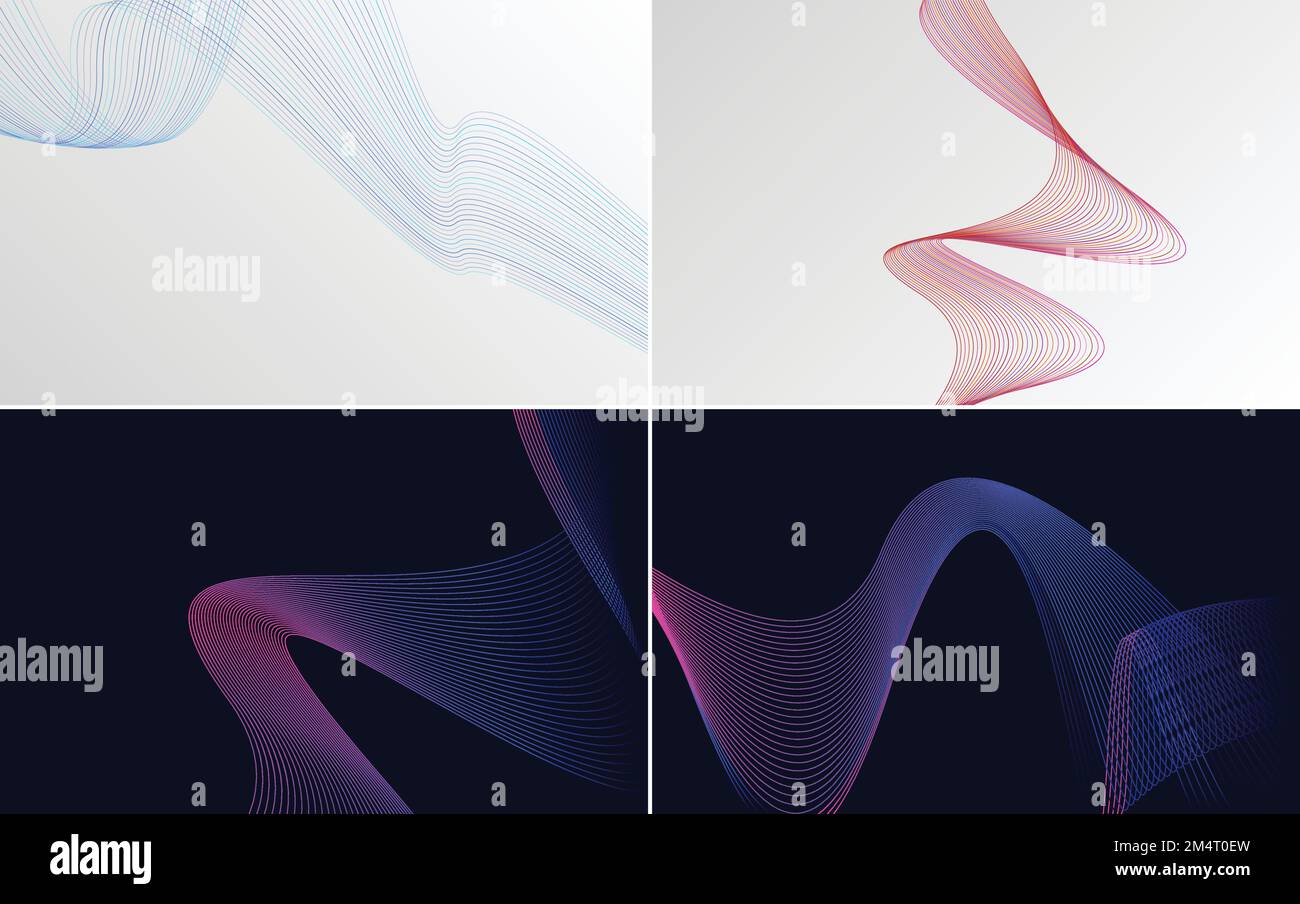 Enhance your designs with this set of 4 vector line backgrounds Stock ...