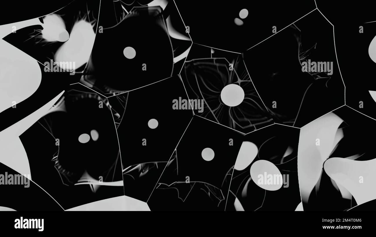 Black background. Design.A view of mirrors in animation that change ...