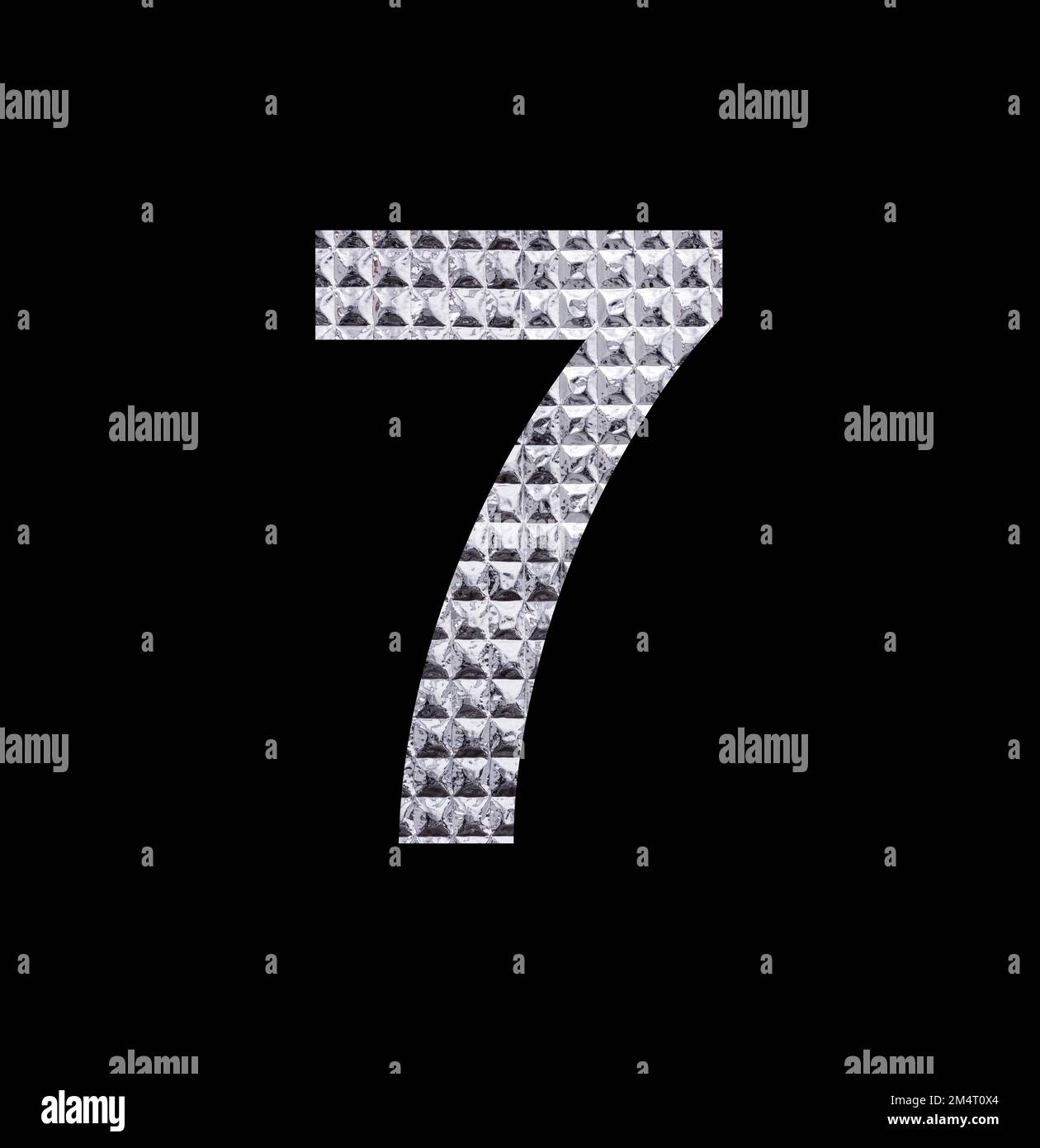 Number 7 - Digit seven in textured silver shiny paper Stock Photo - Alamy