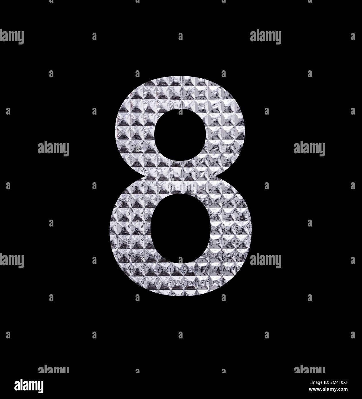 Number 8 - Digit eight in textured silver shiny paper Stock Photo - Alamy