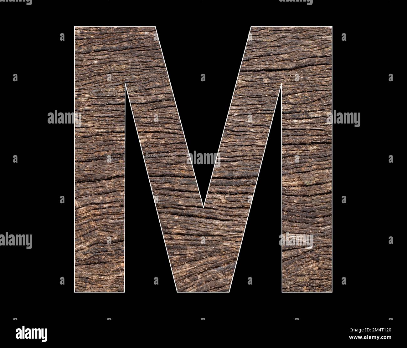 Uppercase letter M of the alphabet - Rustic tree cortex texture Stock ...