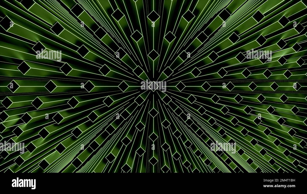 Green square lines. Design.Dark background with green jumping patterns ...