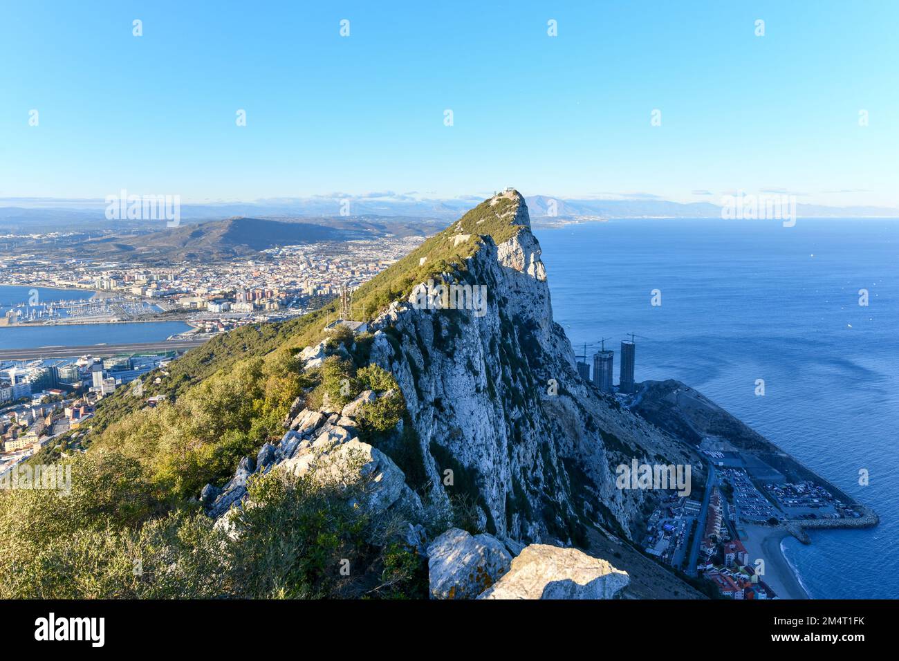 Aerial view of top of Gibraltar Rock, in Upper Rock Natural Reserve: on ...