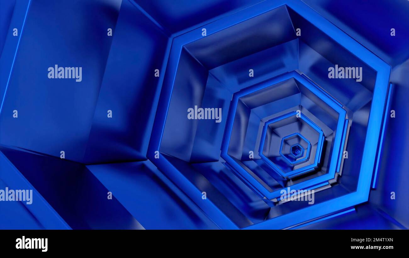 Blue background. Design.A closed corridor in a vivid illustration ...