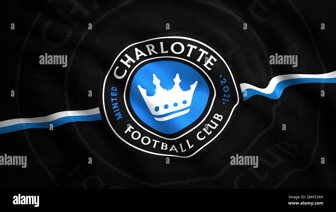 Abstract animated flag of American professional soccer club. Motion ...