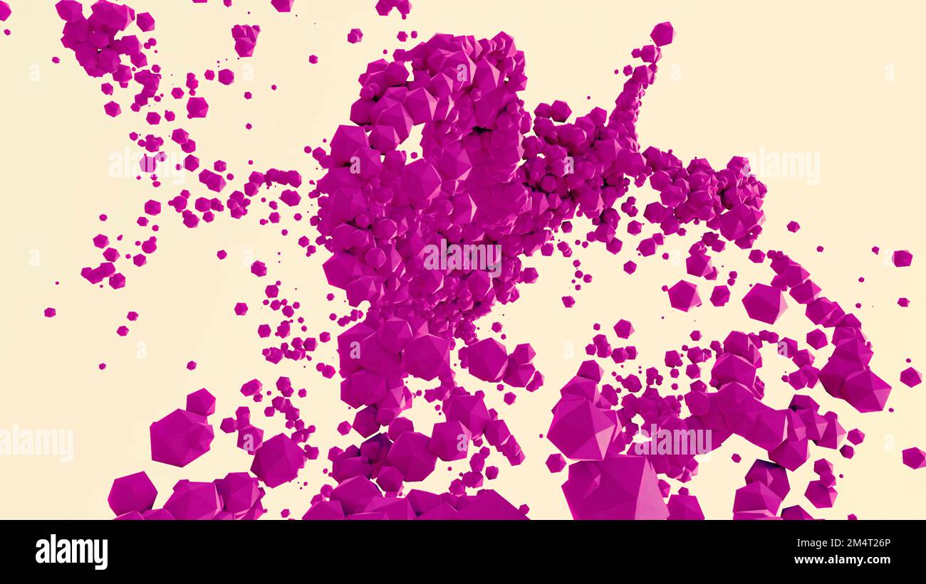 White background. Design.Bright pink coarse dust in the animation that ...