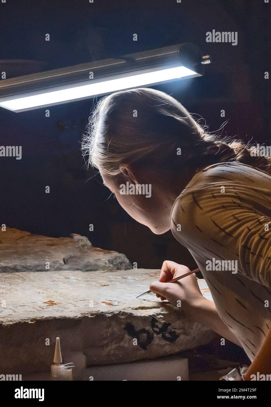 A young employee of the museum carries out restoration work University ...