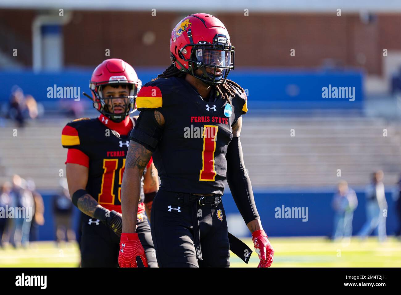 Ferris State Bulldogs Marcus Taylor (1) during warmups for the NCAA ...