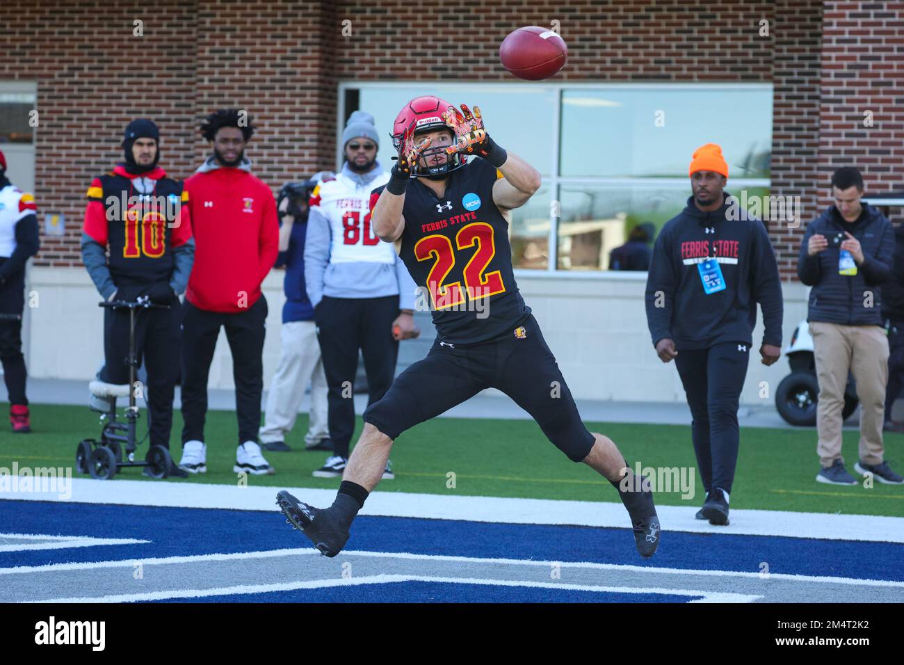 Ferris State Bulldogs Brady Rose (22) during warmups before the NCAA ...