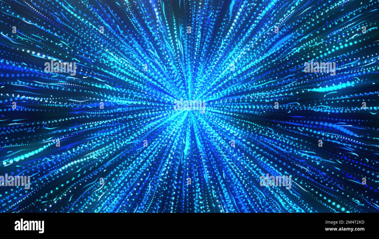 Cosmic energy being spread from one small point on a black space ...