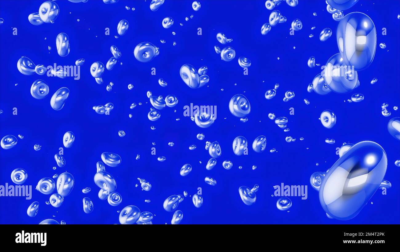 Moving 3d bubbles in liquid. Motion. Dense 3d balls move in liquid. 3D ...