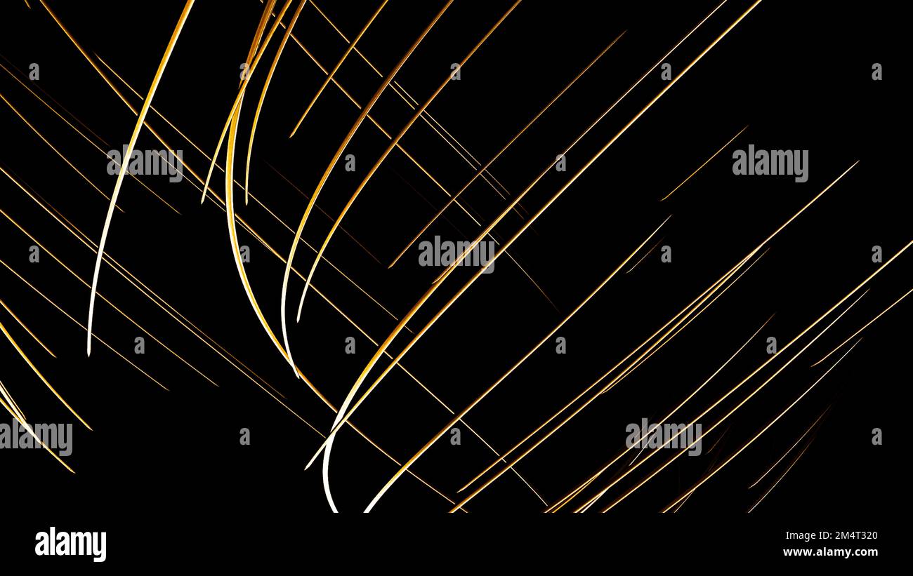 Abstract Slowly Moving Narrow Light Streaks Isolated On A Black