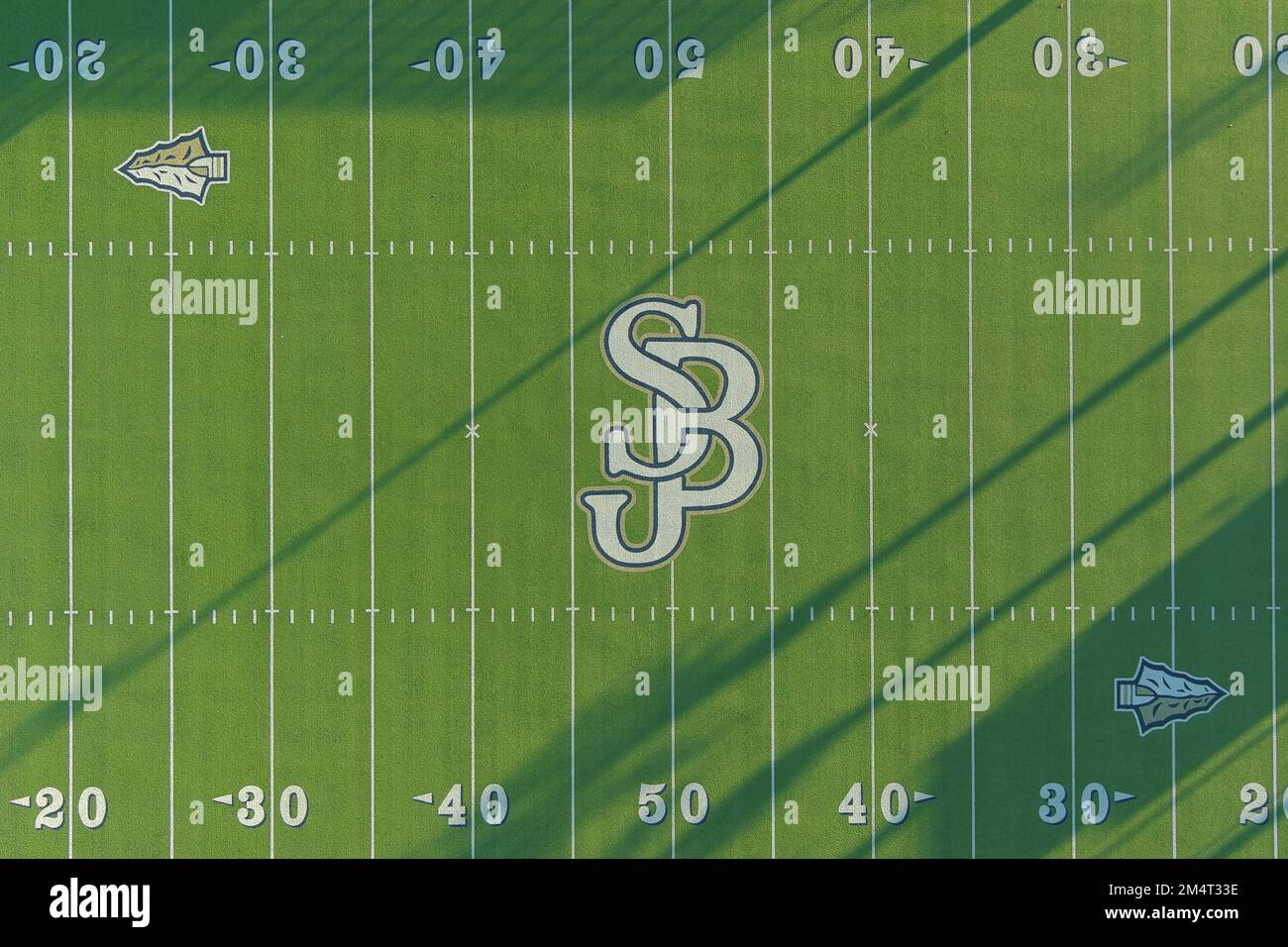 A general overall aerial view of the St. John Bosco Braves logo on the ...