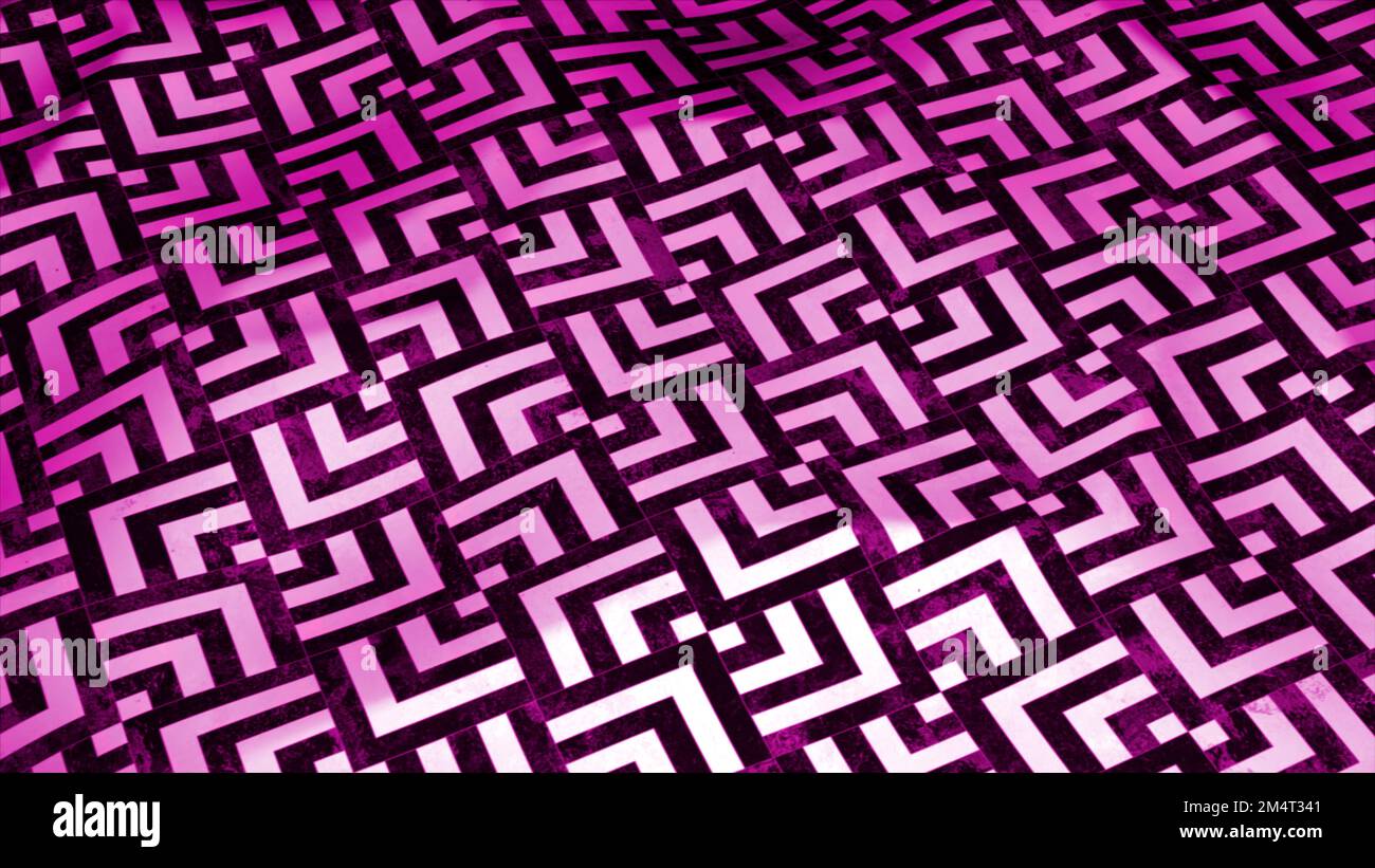 Animated white fabric with the pattern of tangled square silhouettes ...