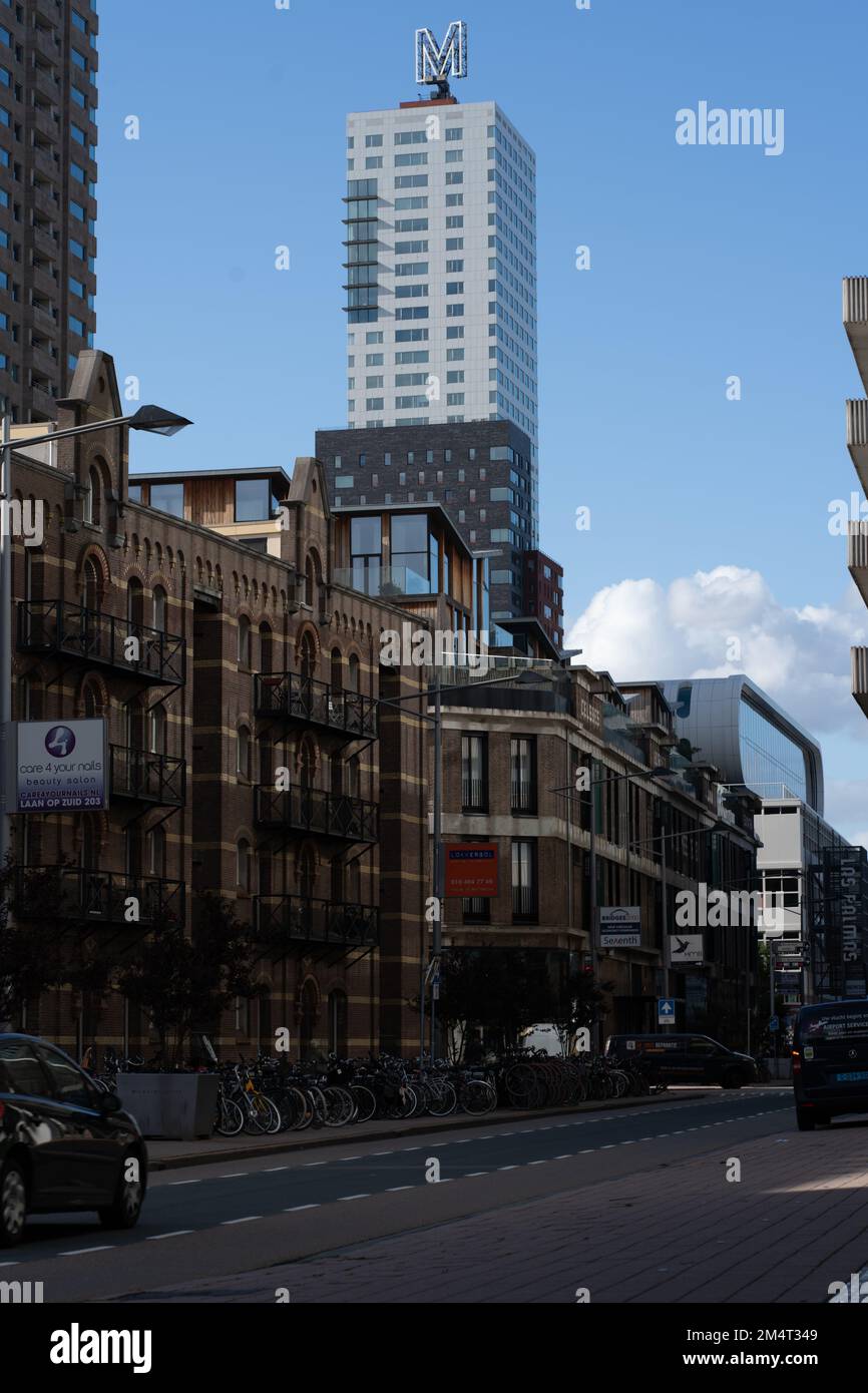 A vertical of an urban street buildings in Rotterdam, Netherlands Stock ...
