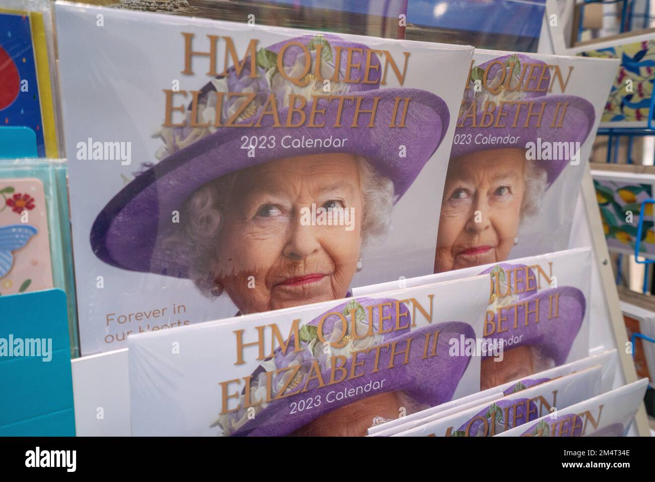 Portrait of Her Majesty Queen Elizabeth II on a 2023 calendar Stock ...