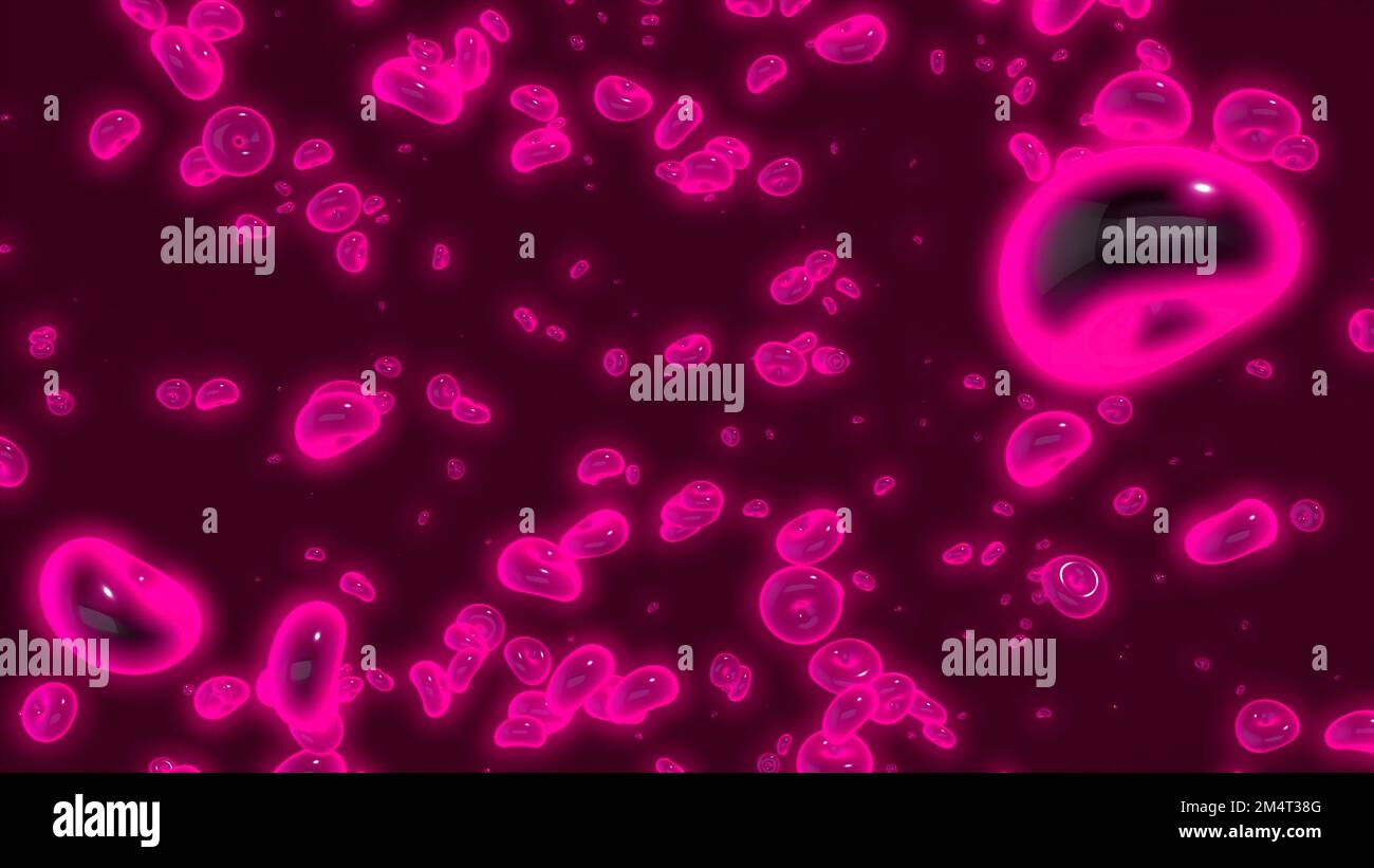 Abstract medicine and biology concept, blood under microscope. Motion ...
