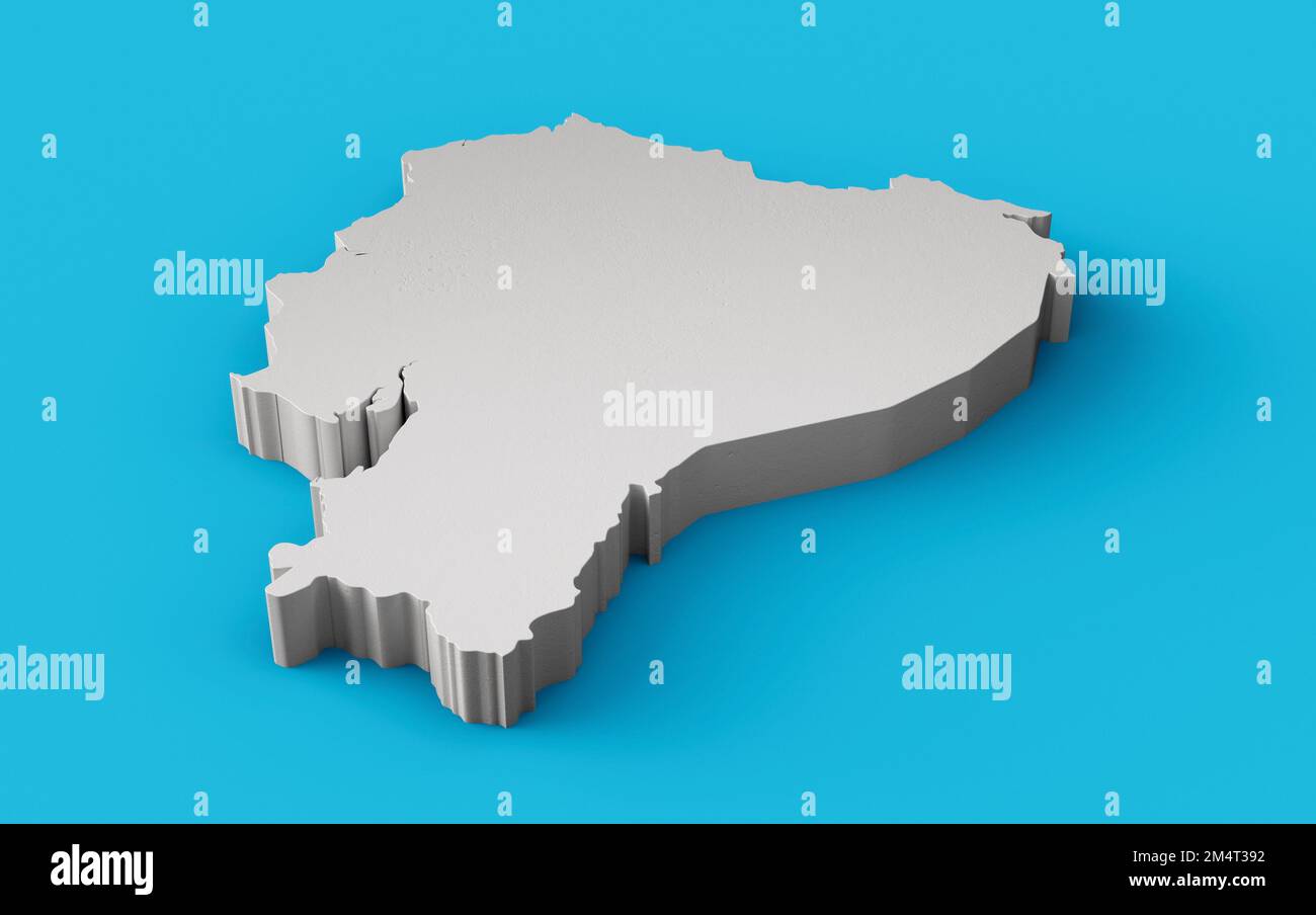 A 3D illustration of Ecuador 3D map Geography Cartography and topology ...
