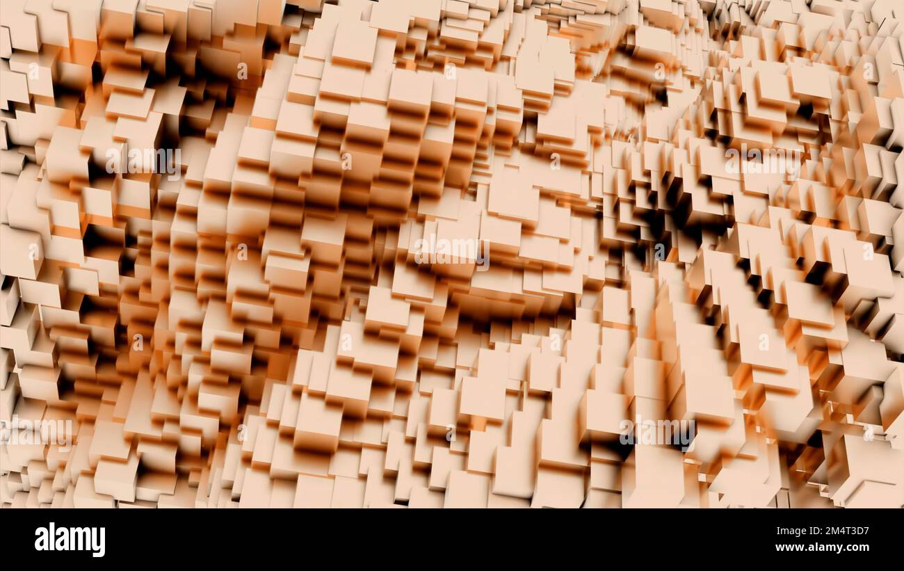 Abstract background with light orange moving cubic surface. Design ...