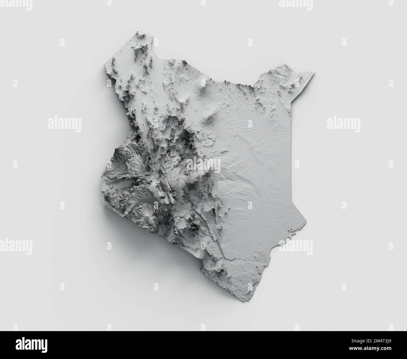 A 3d illustration of Kenya Map Flag Shaded relief Color Height map on white Background Stock ...