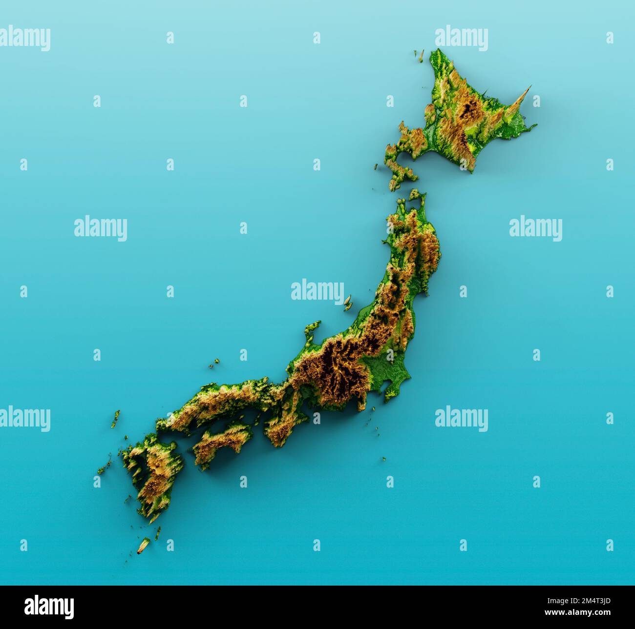 A 3d illustration of Japan Map Shaded relief Color Height map on the ...