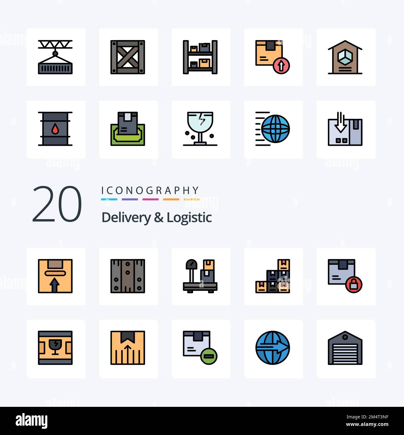 20 Delivery And Logistic Line Filled Color icon Pack like boxes stock box weight Stock Vector ...