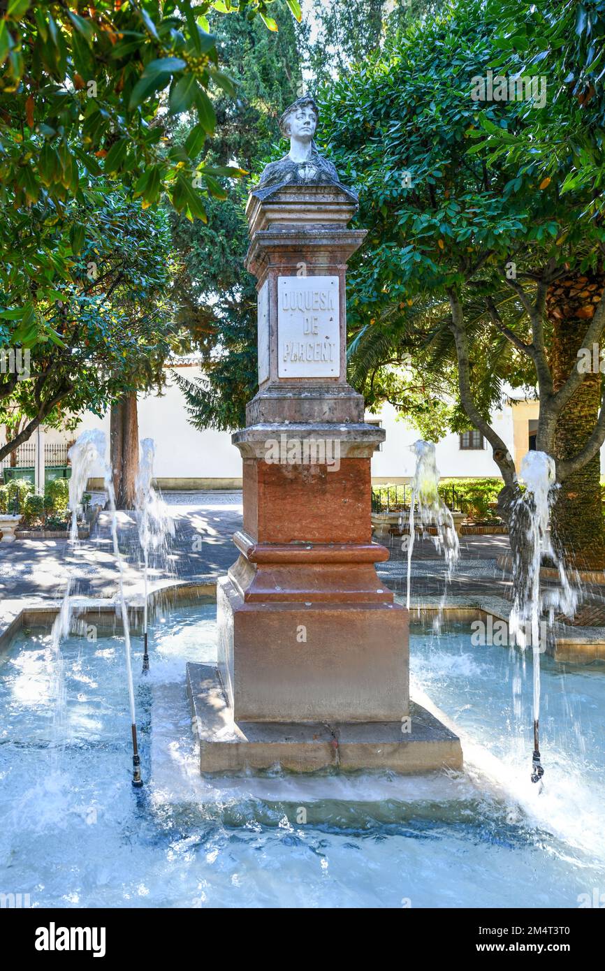Fountain and monument to the Duchess of Parcent in Ronda, Spain Stock ...