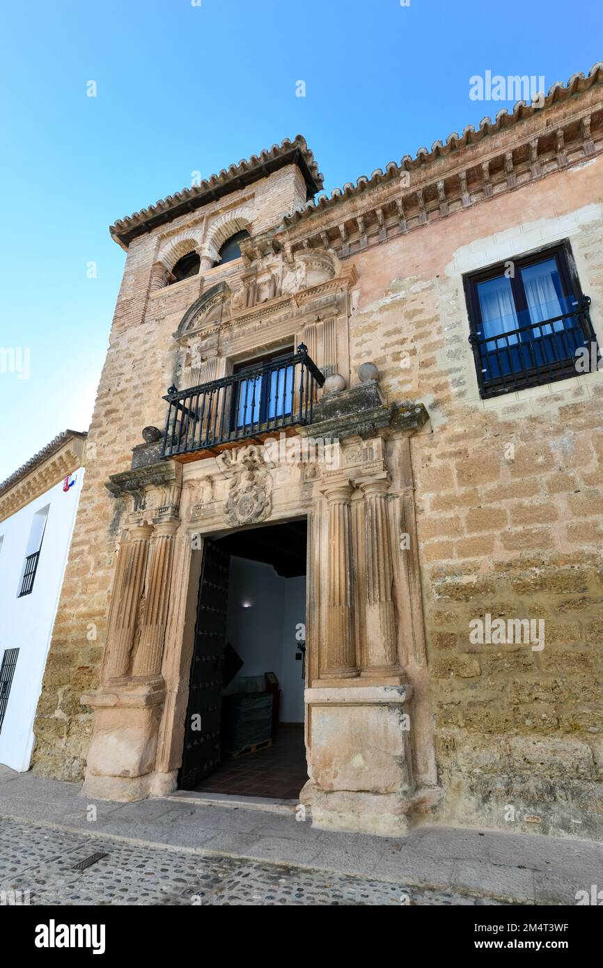 Facade of the Palace of Mondragon in Ronda, Spain built in the years ...