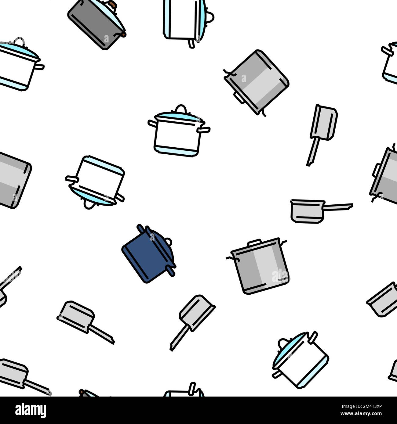 pot kitchen food pan cooking vector seamless pattern Stock Vector Image ...