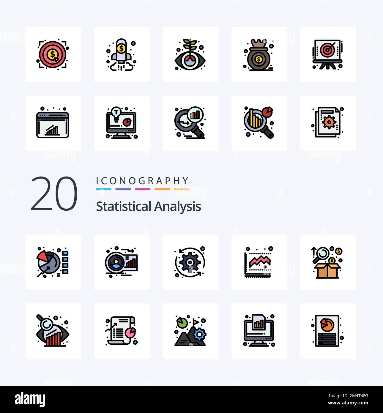 20 Statistical Analysis Line Filled Color icon Pack like analysis ... 20 Statistical Analysis Line Filled Color icon Pack like analysis ...