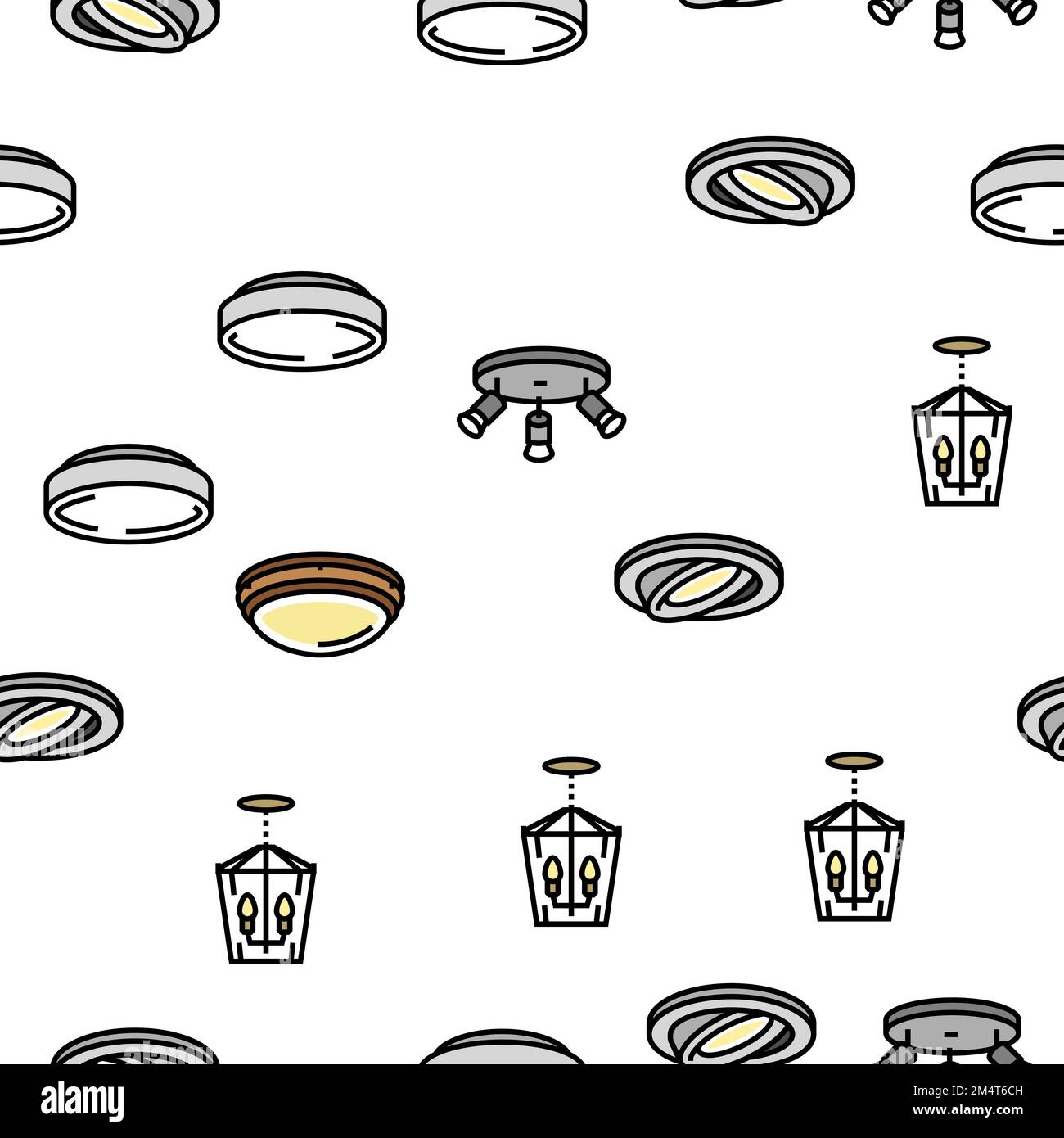 lamp ceiling light interior home vector seamless pattern Stock Vector ...