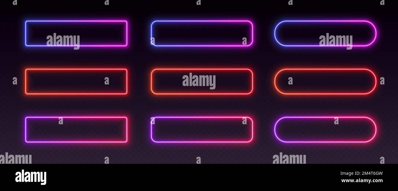 Neon Frames Gradient Glowing Borders Isolated Ui Action Buttons Stock Vector Image And Art Alamy 
