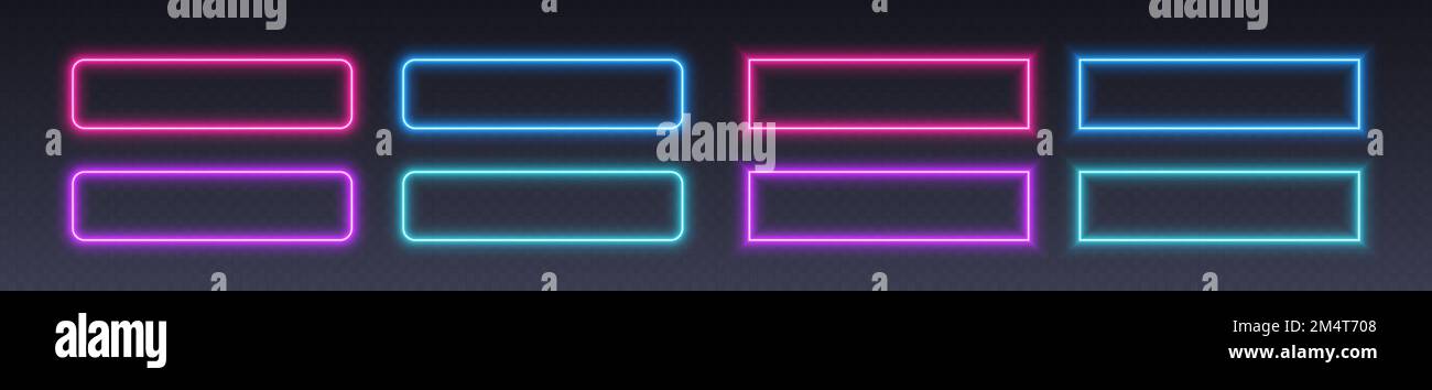 Neon button frames, coloful glowing borders, isolated UI elements Stock Vector Image & Art - Alamy